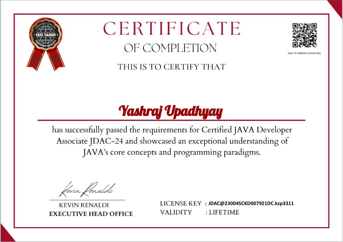 Yashraj Upadhyay on LinkedIn: #professionalcertification #jdac24 # ... Yashraj Upadhyay on LinkedIn: #professionalcertification #jdac24 # ...
