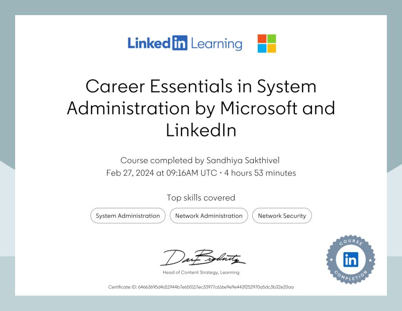 Sandhiya Sakthivel on LinkedIn: Certificate of Completion Sandhiya Sakthivel on LinkedIn: Certificate of Completion