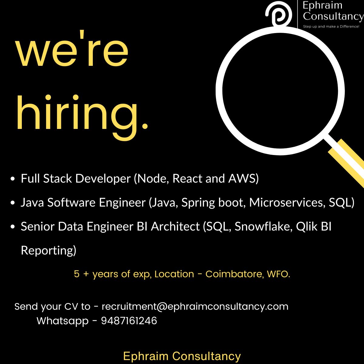 Ephraim Consultancy on LinkedIn: #coimbatore #nodejs #reactjs #aws # ... Ephraim Consultancy on LinkedIn: #coimbatore #nodejs #reactjs #aws # ...