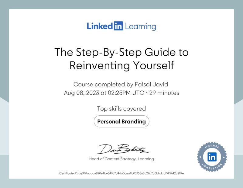Faisal Javid on LinkedIn: Certificate of Completion Faisal Javid on LinkedIn: Certificate of Completion