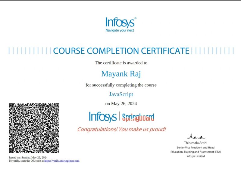 Mayank Raj on LinkedIn: #infosysspringboard #learning Mayank Raj on LinkedIn: #infosysspringboard #learning