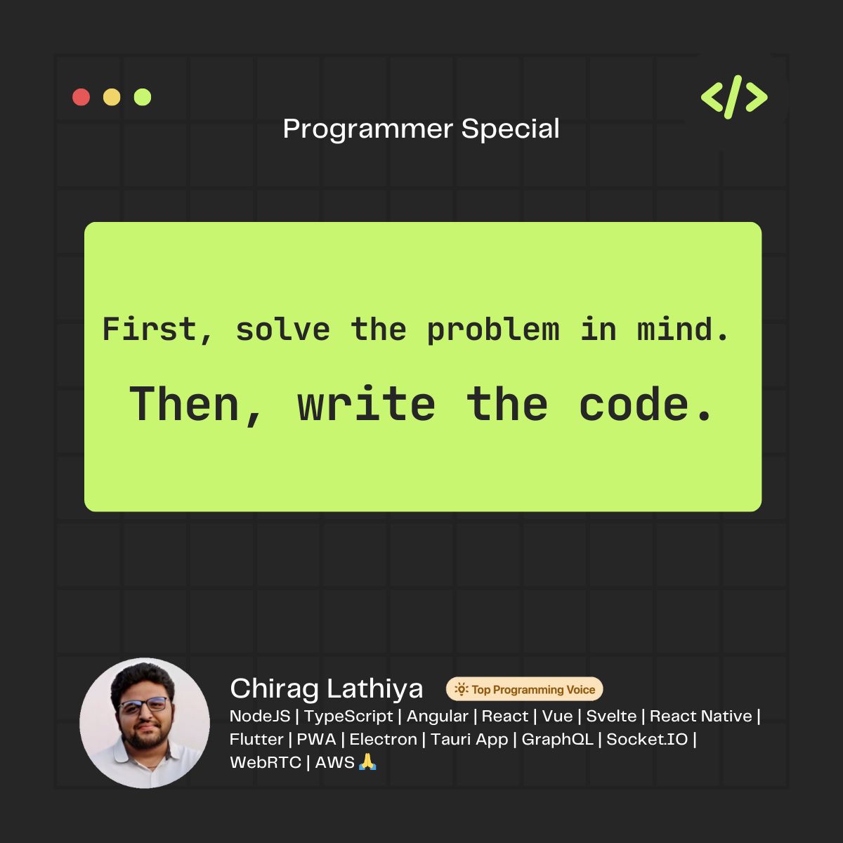 Chirag Lathiya on LinkedIn: #programmer #programming #nodejs # ... Chirag Lathiya on LinkedIn: #programmer #programming #nodejs # ...