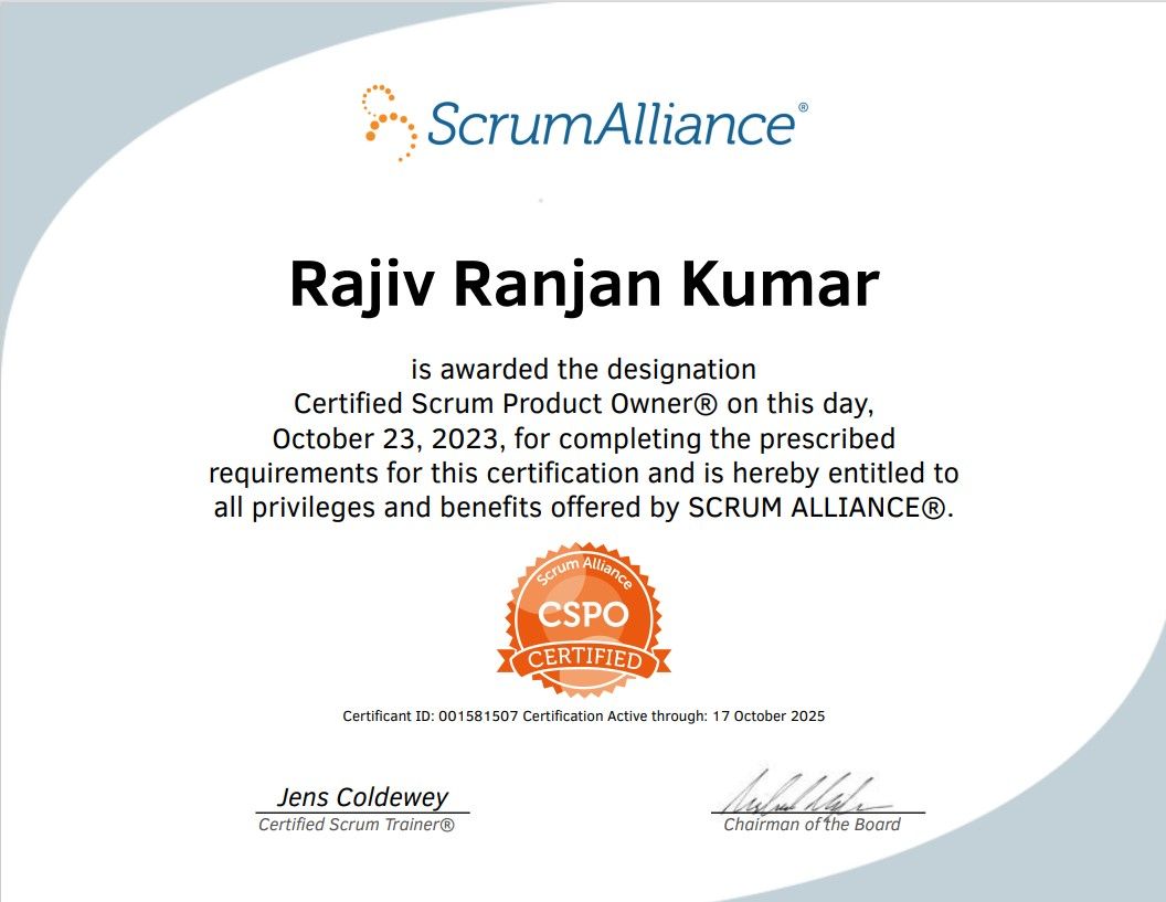 Rajiv Kumar on LinkedIn: #cspo #scrum #allianztechnologies Rajiv Kumar on LinkedIn: #cspo #scrum #allianztechnologies
