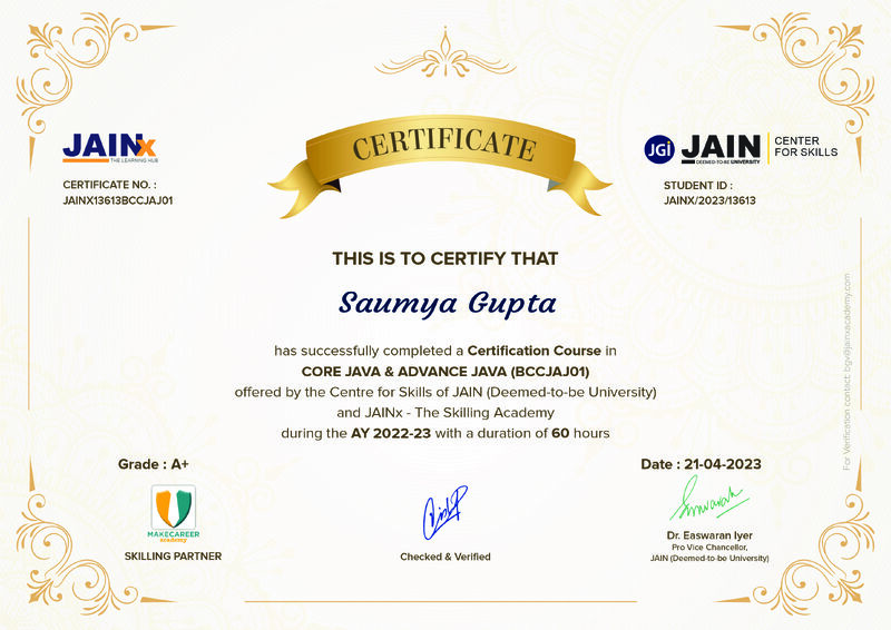 Saumya Gupta on LinkedIn: #certificate #java Saumya Gupta on LinkedIn: #certificate #java