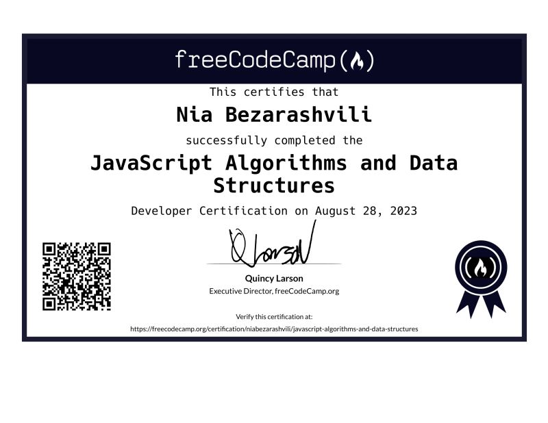 Nia Bezarashvili on LinkedIn: #javascript #freecodecamp #algorithms Nia Bezarashvili on LinkedIn: #javascript #freecodecamp #algorithms