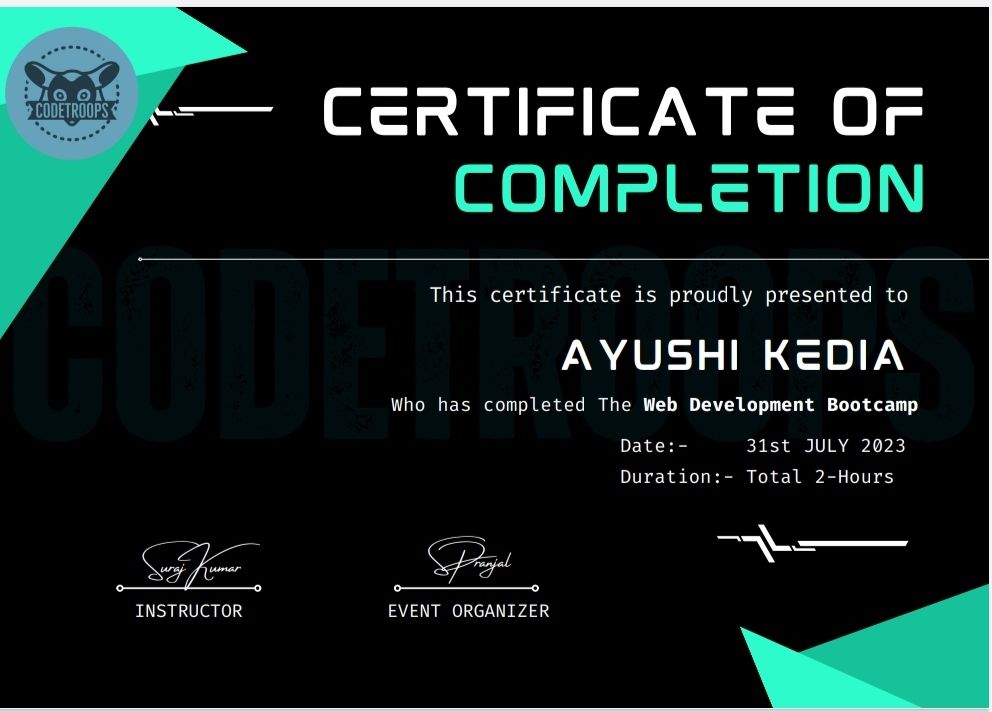 Ayushi Kedia on LinkedIn: #codetroops #webdevelopment #bootcamp Ayushi Kedia on LinkedIn: #codetroops #webdevelopment #bootcamp