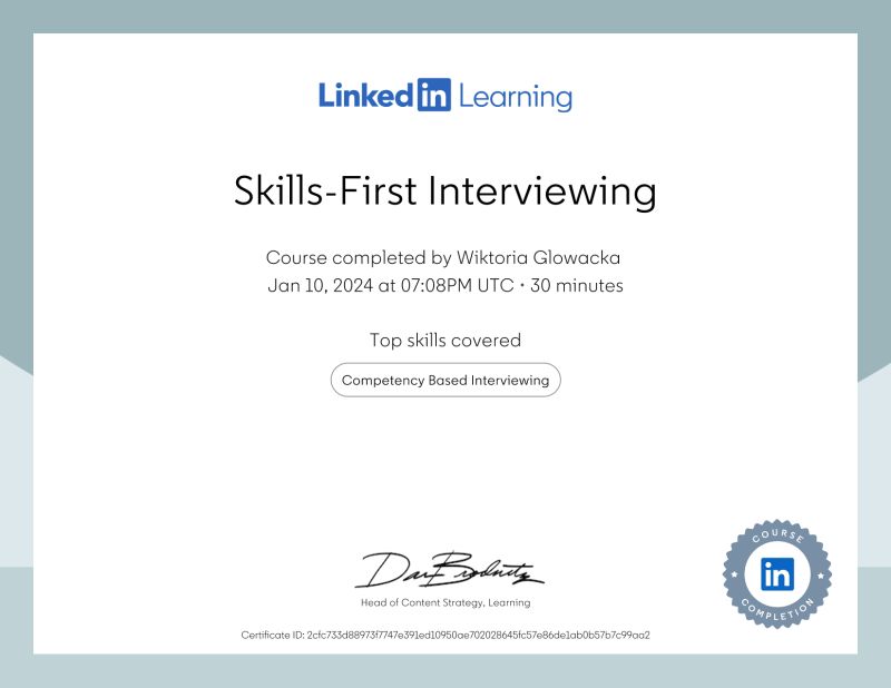 Wiktoria Glowacka on LinkedIn: Certificate of Completion Wiktoria Glowacka on LinkedIn: Certificate of Completion