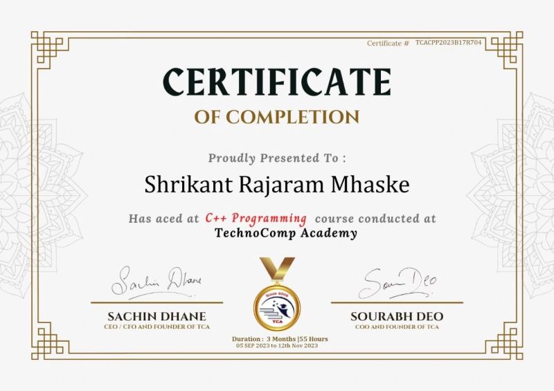 Shrikant Mhaske on LinkedIn: #cplusplus #certification #professionalgrowth Shrikant Mhaske on LinkedIn: #cplusplus #certification #professionalgrowth