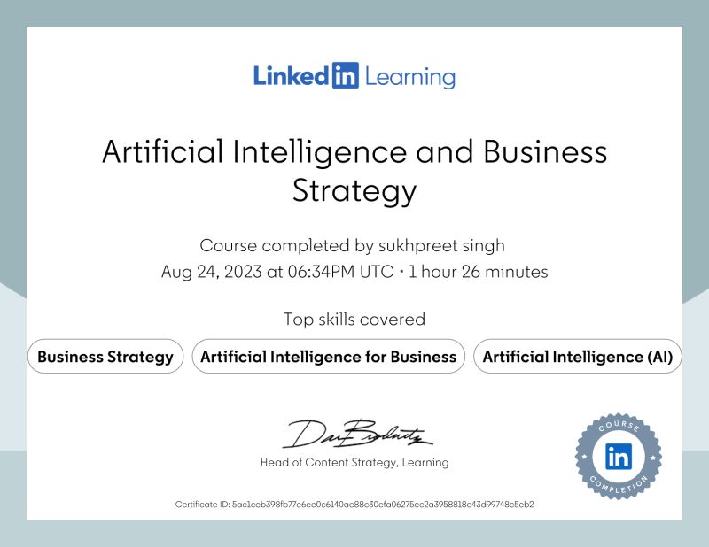 sukhpreet singh on LinkedIn: Certificate of Completion sukhpreet singh on LinkedIn: Certificate of Completion