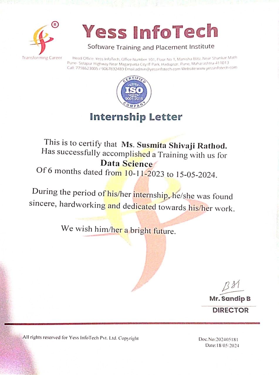 Susmita Rathod on LinkedIn: #internship #datascience #yessinfotech # ... Susmita Rathod on LinkedIn: #internship #datascience #yessinfotech # ...