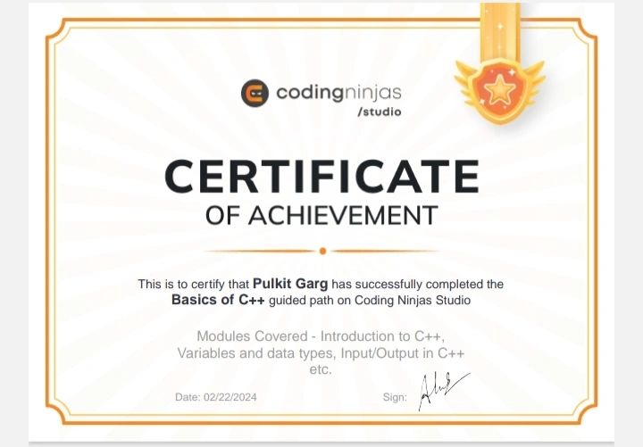 Pulkit Garg on LinkedIn: #cplusplus #codingninjas #certification # ... Pulkit Garg on LinkedIn: #cplusplus #codingninjas #certification # ...