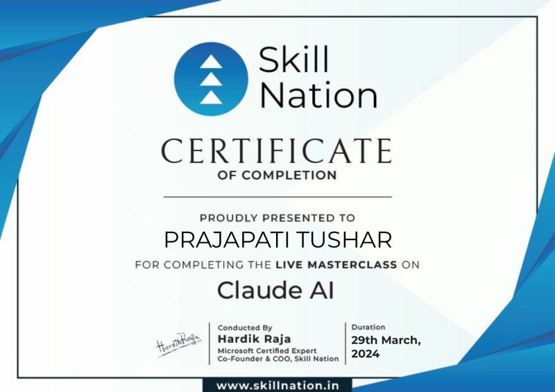 TUSHAR PRAJAPATI on LinkedIn: #ai #learning #skillnation #claudeai TUSHAR PRAJAPATI on LinkedIn: #ai #learning #skillnation #claudeai