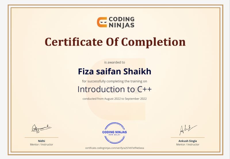 Fiza Shaikh on LinkedIn: #cpp #coding #codingninjas Fiza Shaikh on LinkedIn: #cpp #coding #codingninjas