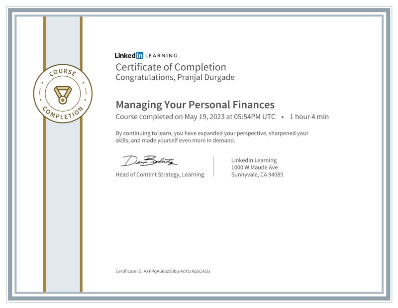 Pranjal Durgade on LinkedIn: Certificate of Completion Pranjal Durgade on LinkedIn: Certificate of Completion