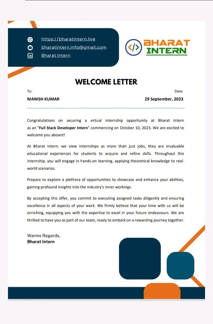 Manish Kumar on LinkedIn: #bharatintern #bharatinternship #internship # ... Manish Kumar on LinkedIn: #bharatintern #bharatinternship #internship # ...
