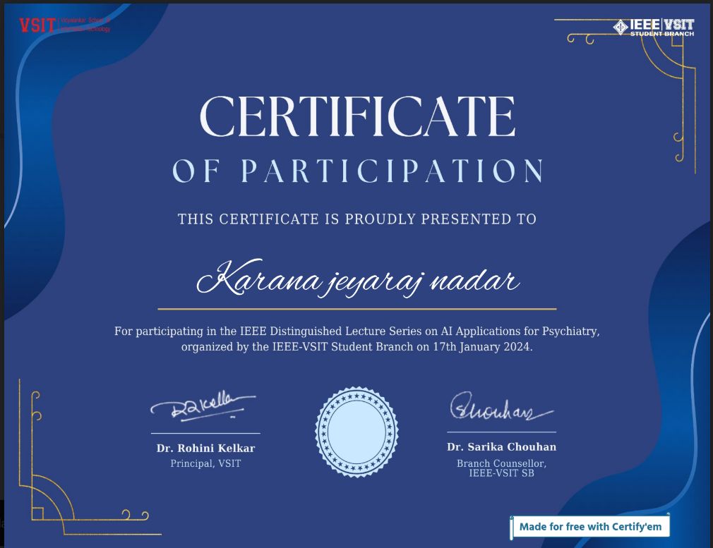 Karana Jeyaraj on LinkedIn: #ai #mentalhealth #ieee #vsit # ... Karana Jeyaraj on LinkedIn: #ai #mentalhealth #ieee #vsit # ...