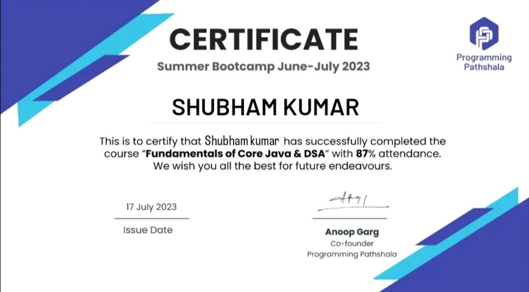 Shubham Kumar on LinkedIn: #javadeveloper #dsa #lpuuniversity # ... Shubham Kumar on LinkedIn: #javadeveloper #dsa #lpuuniversity # ...