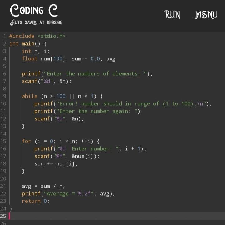 Saranya B on LinkedIn: #cprogramming #arrays #averagecalculation #coding Saranya B on LinkedIn: #cprogramming #arrays #averagecalculation #coding