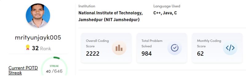 Mrityunjay Kumar on LinkedIn: #coding #achievementunlocked #gfg | 14 ... Mrityunjay Kumar on LinkedIn: #coding #achievementunlocked #gfg | 14 ...