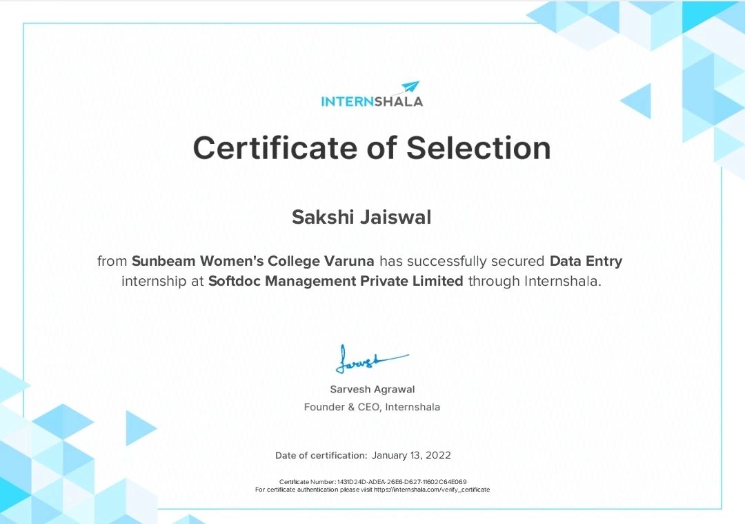 Sakshi Jaiswal on LinkedIn: Internshala Sakshi Jaiswal on LinkedIn: Internshala