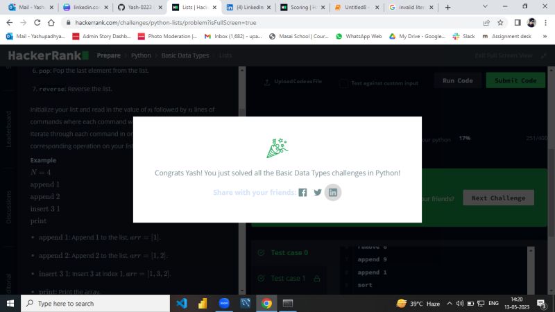 Yash Upadhyay on LinkedIn: Earned Silver Badge 🌟 🌟 🌟 🌟 in Python at ... Yash Upadhyay on LinkedIn: Earned Silver Badge 🌟 🌟 🌟 🌟 in Python at ...