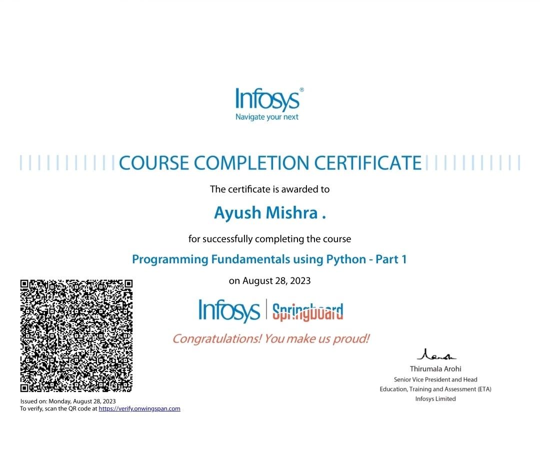 Ayush Mishra on LinkedIn: #infosys Ayush Mishra on LinkedIn: #infosys
