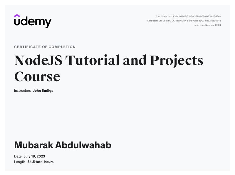 Mubarak Abdulwahab on LinkedIn: #udemy #nodejs #expressjs #javascript ... Mubarak Abdulwahab on LinkedIn: #udemy #nodejs #expressjs #javascript ...