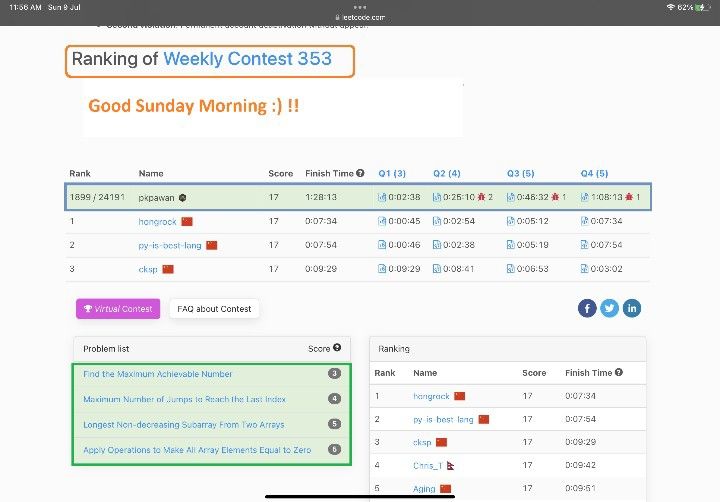 Pawan Kumar Giri on LinkedIn: Started Sunday with LeetCode contest and ... Pawan Kumar Giri on LinkedIn: Started Sunday with LeetCode contest and ...
