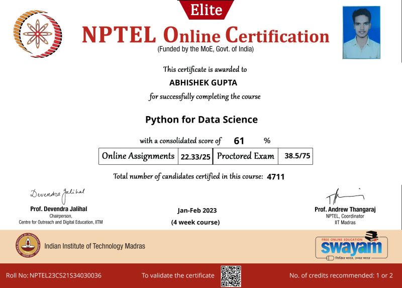 Abhishek Gupta on LinkedIn: #python #datascience #share #nptel #elite # ... Abhishek Gupta on LinkedIn: #python #datascience #share #nptel #elite # ...