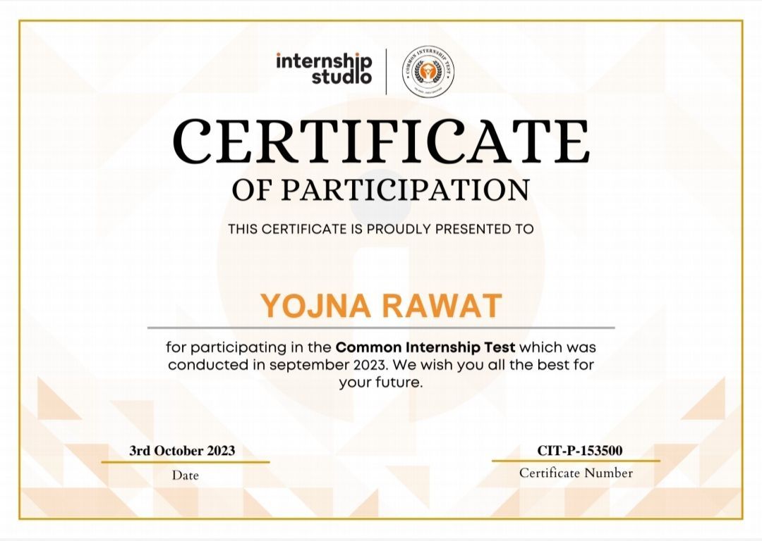 Yojna Rawat on LinkedIn: #internshipstudio #test #entrancetest # ... Yojna Rawat on LinkedIn: #internshipstudio #test #entrancetest # ...