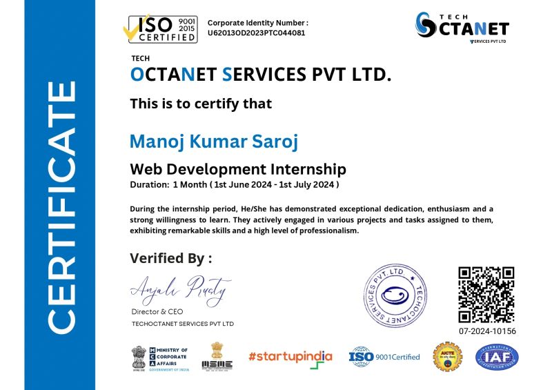 Manoj Saroj on LinkedIn: #webdevelopment #internship #achievement # ... Manoj Saroj on LinkedIn: #webdevelopment #internship #achievement # ...