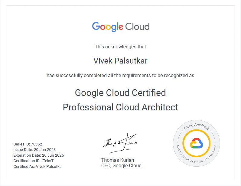 Vivek Palsutkar on LinkedIn: #googlecloudcertified #cloudarchitect # ... Vivek Palsutkar on LinkedIn: #googlecloudcertified #cloudarchitect # ...
