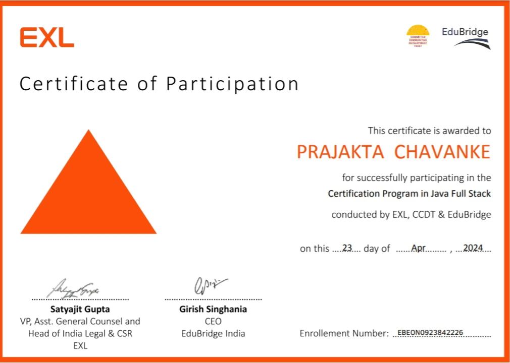 Prajakta Chavanke on LinkedIn: #learning #java #coding #certificate Prajakta Chavanke on LinkedIn: #learning #java #coding #certificate