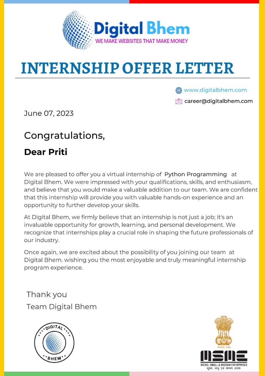 Priti kumari on LinkedIn: #digitalbhem #python #code #pythoninternship ... Priti kumari on LinkedIn: #digitalbhem #python #code #pythoninternship ...