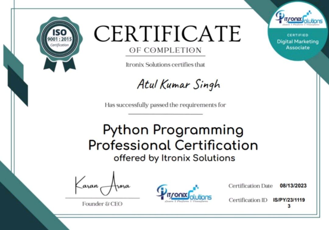 Atul Kumar Singh on LinkedIn: 🖇️ Excited to share my Python Programming ... Atul Kumar Singh on LinkedIn: 🖇️ Excited to share my Python Programming ...
