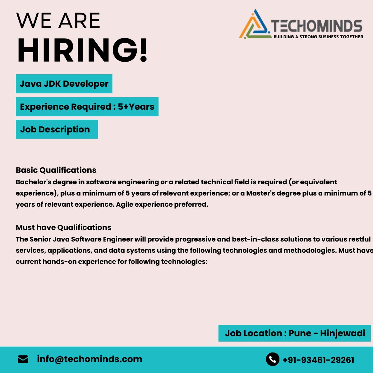 TechoMinds Pvt Ltd on LinkedIn: #hiring #java #developer #corejava # ... TechoMinds Pvt Ltd on LinkedIn: #hiring #java #developer #corejava # ...