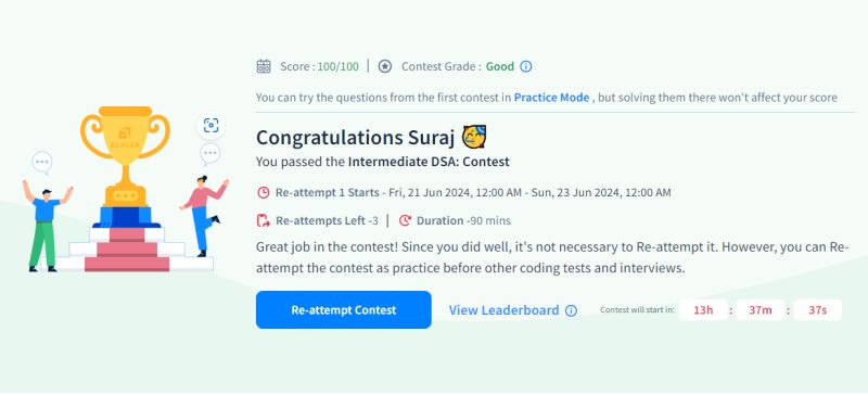 Suraj Das on LinkedIn: #scaler #dsa #codingcontest #problemsolving #top10 Suraj Das on LinkedIn: #scaler #dsa #codingcontest #problemsolving #top10