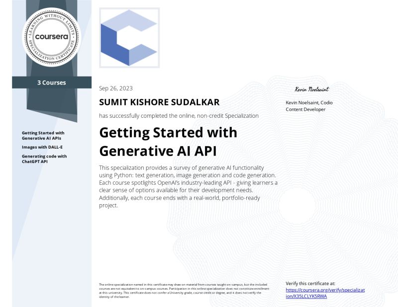 How I learned Generative AI with OpenAI | Sumit Kishore Sudalkar posted ... How I learned Generative AI with OpenAI | Sumit Kishore Sudalkar posted ...