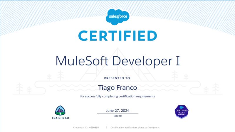 Tiago Franco on LinkedIn: I just got certified at, Salesforce MuleSoft ... Tiago Franco on LinkedIn: I just got certified at, Salesforce MuleSoft ...