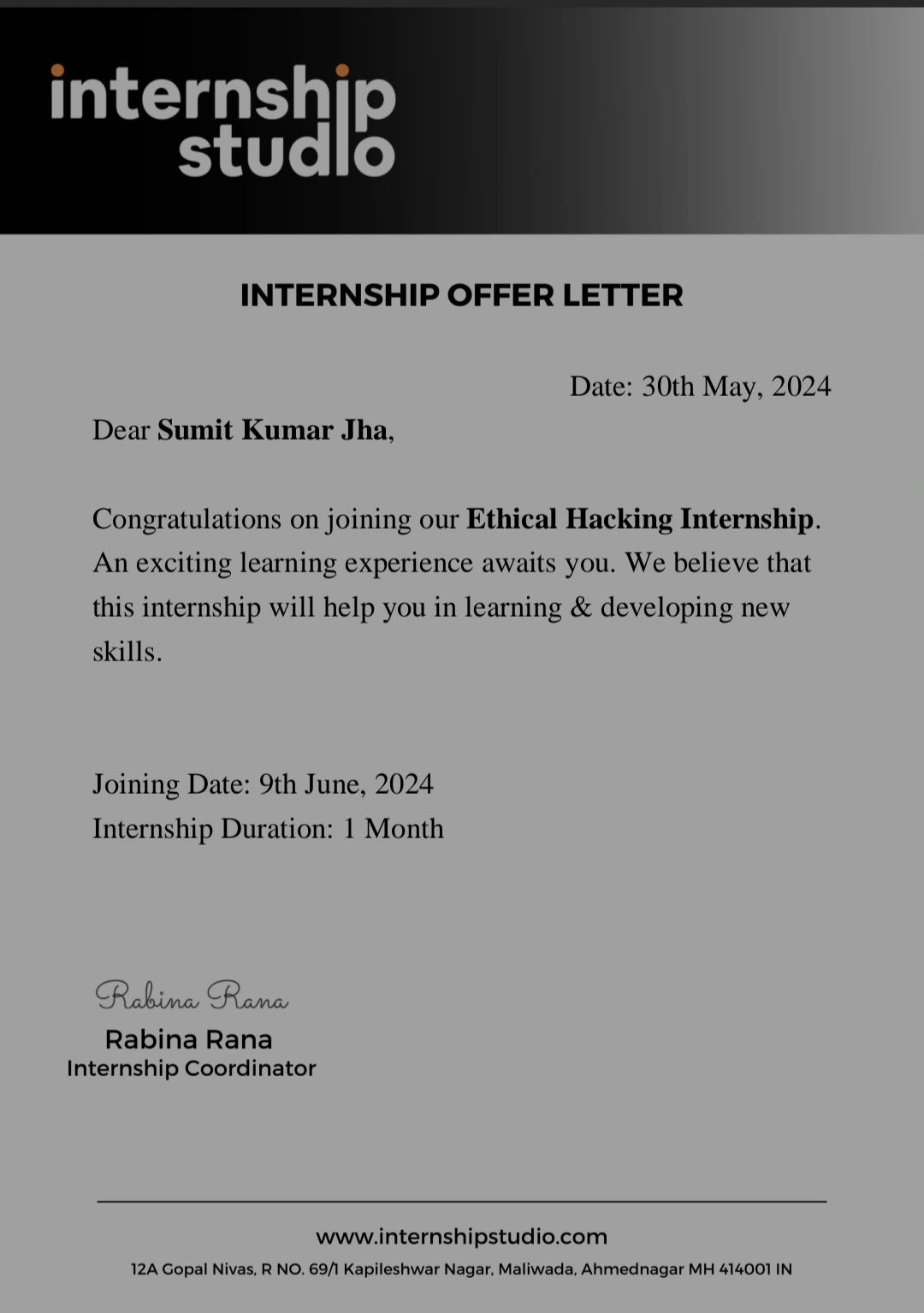 Sumit kumar Jha on LinkedIn: Internship Studio Sumit kumar Jha on LinkedIn: Internship Studio