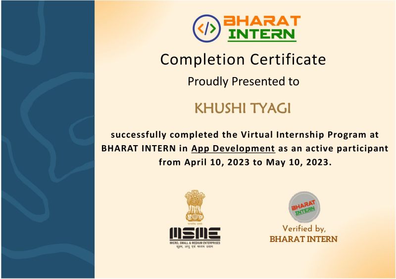 Khushi Tyagi on LinkedIn: #virtualinternship #appdevelopment #completed ... Khushi Tyagi on LinkedIn: #virtualinternship #appdevelopment #completed ...
