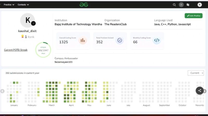 Kaushal Dixit on LinkedIn: #codingjourney #geeksforgeeks #leetcode ... Kaushal Dixit on LinkedIn: #codingjourney #geeksforgeeks #leetcode ...