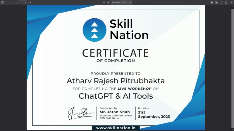 Completed a live workshop on ChatGPT and AI tools | Atharv Pitrubhakta ... Completed a live workshop on ChatGPT and AI tools | Atharv Pitrubhakta ...