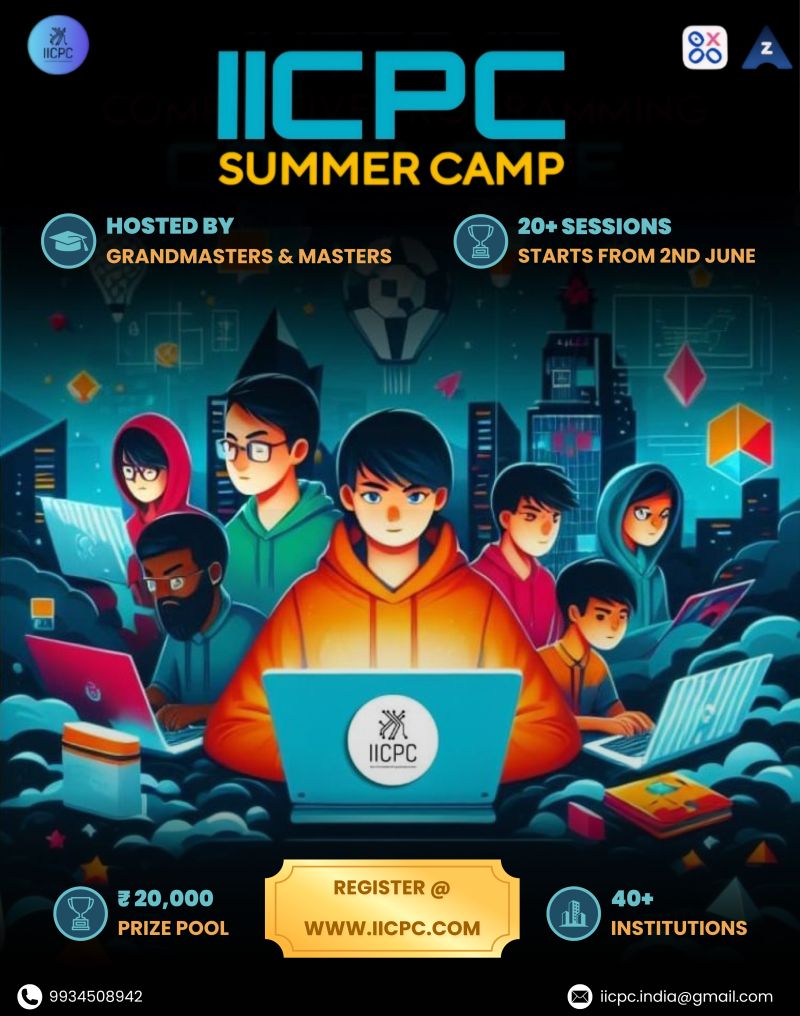 Gaurish Baliga on LinkedIn: #competitiveprogramming #codingcamp #iicpc ... Gaurish Baliga on LinkedIn: #competitiveprogramming #codingcamp #iicpc ...