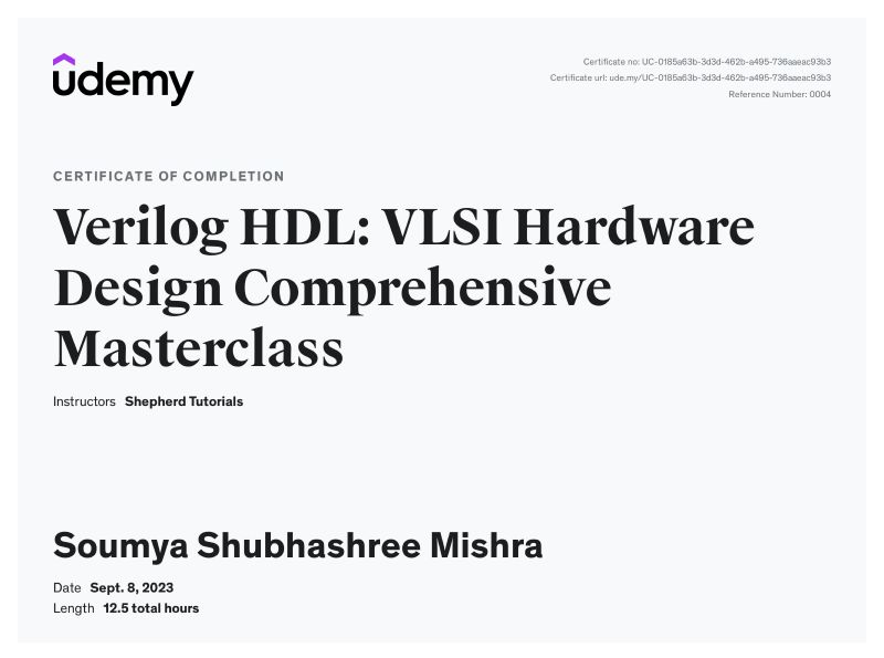 Completed HDL Verilog course on Udemy | Soumya Shubhashree Mishra ... Completed HDL Verilog course on Udemy | Soumya Shubhashree Mishra ...