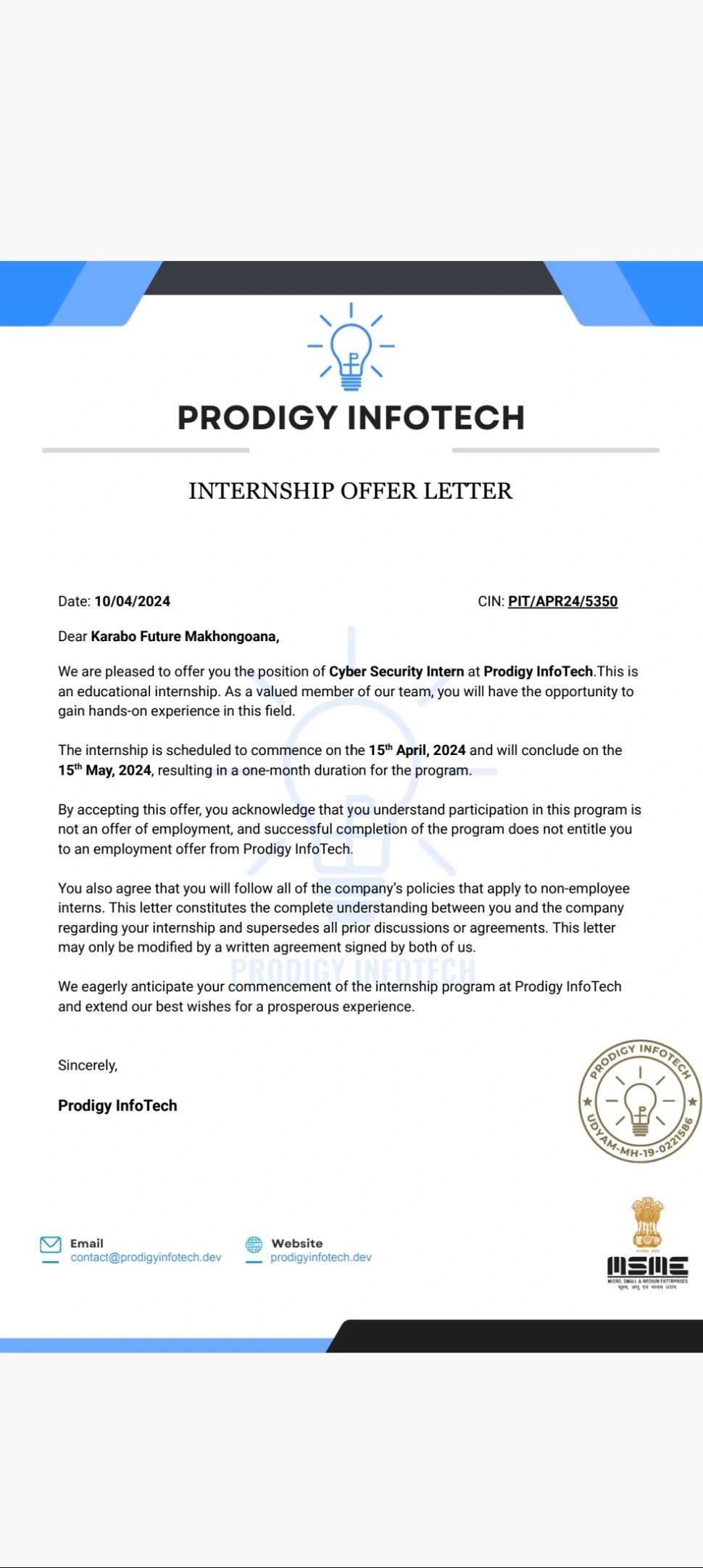Karabo Makhongoana on LinkedIn: #prodigyinfotech #internships # ... Karabo Makhongoana on LinkedIn: #prodigyinfotech #internships # ...