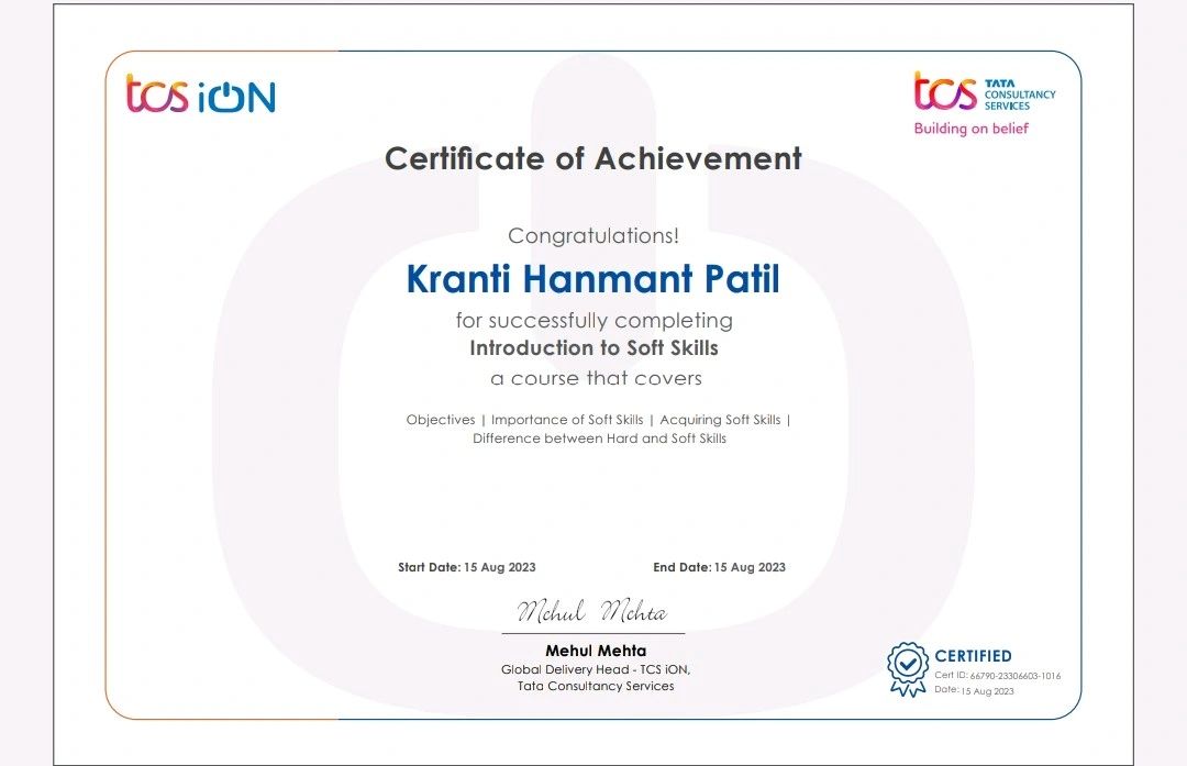 Kranti Patil on LinkedIn: #tcsion #tcsion #tcsioncareeredge Kranti Patil on LinkedIn: #tcsion #tcsion #tcsioncareeredge