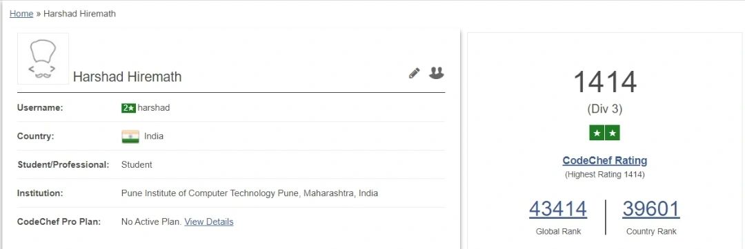 Harshad Hiremath on LinkedIn: #codechef #codingjourney # ... Harshad Hiremath on LinkedIn: #codechef #codingjourney # ...