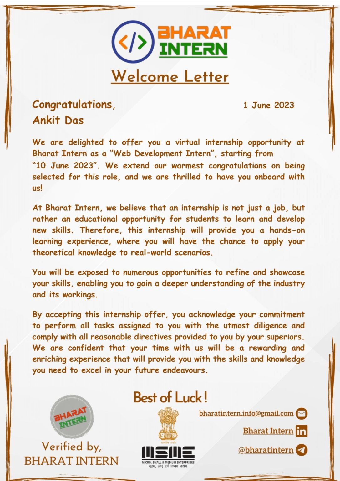 Ankit Das on LinkedIn: #connections #webdev #webdev #welcomeletter # ... Ankit Das on LinkedIn: #connections #webdev #webdev #welcomeletter # ...