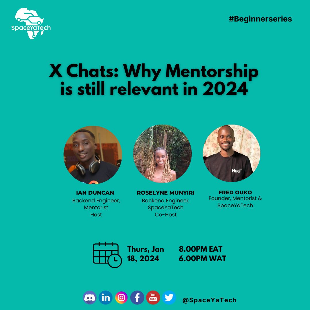 Do you have a mentor? Join me today 8pm EAT on #X. | Ian Dancan posted ... Do you have a mentor? Join me today 8pm EAT on #X. | Ian Dancan posted ...
